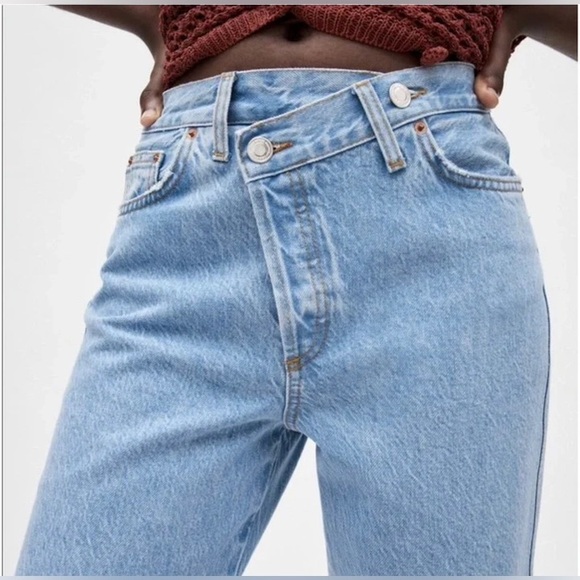 Zara | Jeans | Zara Crossed Button High Rise Jeans | Poshmark